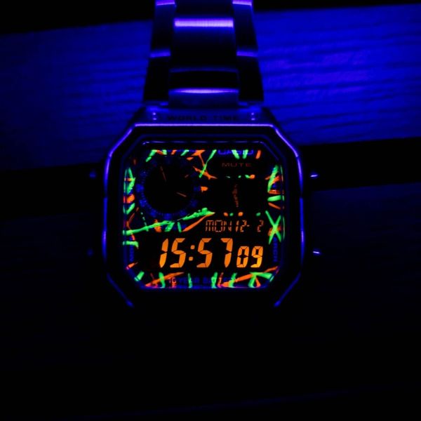 Casio AE-1200 Mod Neon UV Negative Display - Casio Royale - AE-1200WHD ...