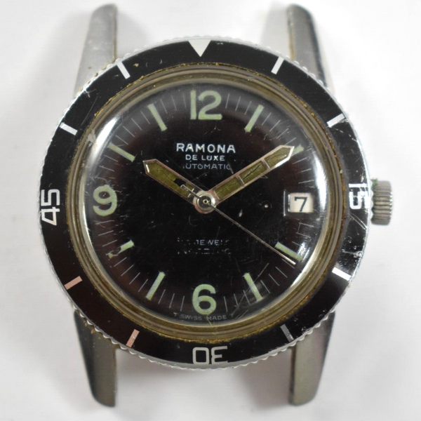 Vintage Swiss Made Ramona DeLuxe Automatic Date 20ATM Diver Watch Runs ...