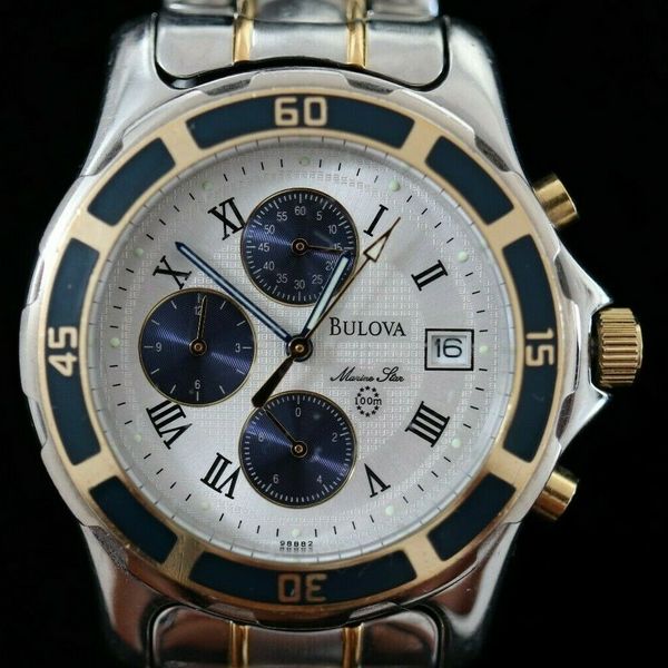 Vintage Bulova Marine Star 100M 3 Register Chronograph 98882 Stainless ...