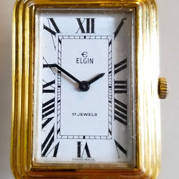 ELGIN SWISS VINTAGE WHITE DIAL & GOLD PLATED STEPPED CASE WIND UP MEN'S ...