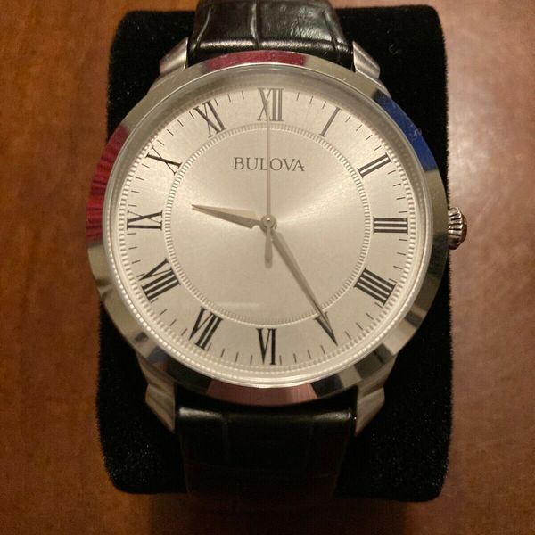 Bulova Men's Dress Watch Black Leather Strap (Model 96A133) | WatchCharts