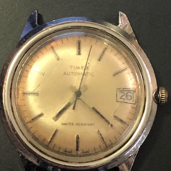 Vintage MCM Timex Automatic Water Resistant Watch Silver Dial 46554 ...