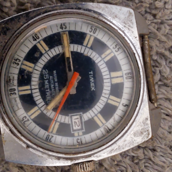 TIMEX 25 meters vintage diver automatic oversized large watch men's ...