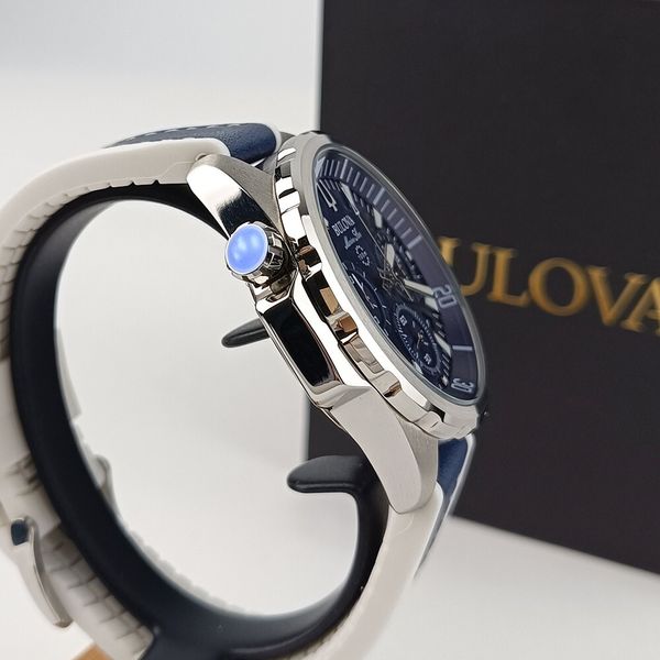 New Bulova Marine Star 96B287 Men's 43mm Quartz Watch Blue Dial ...