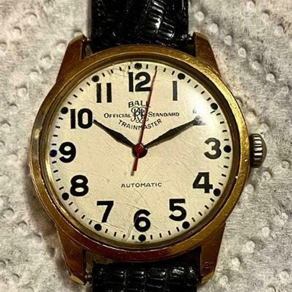 VINTAGE AUTOMATIC BALL STANDARD TRAINMASTER RAILROAD WATCH - 34 MM - 2 ...