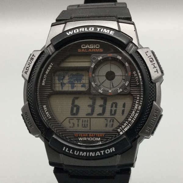 Casio Illuminator Digital Watch Men Black World Time Alarm 100M New ...