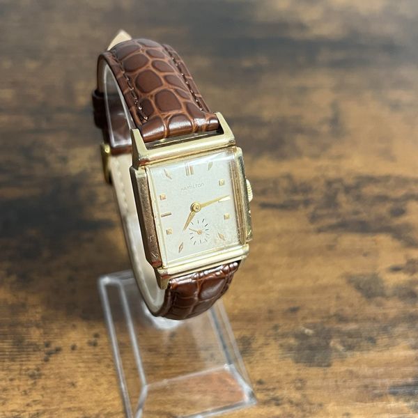 Vintage Hamilton Tank 1950â s 14k Gold Filled Mechanical Watch Running ...