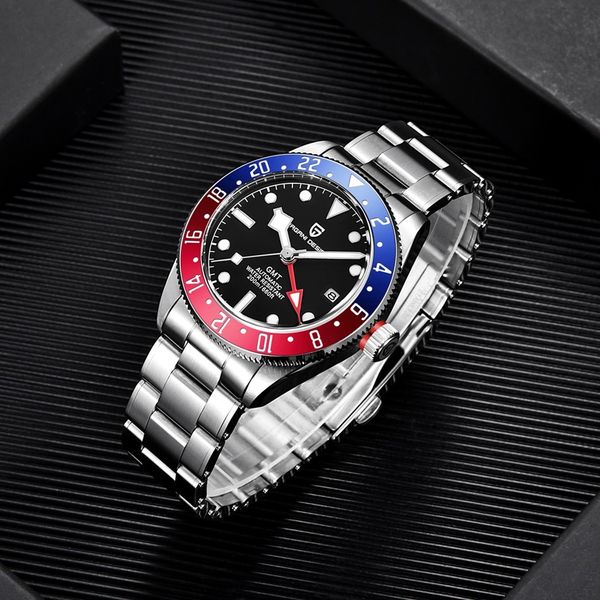 PAGANI DESIGN PD-1706 Men's Watch Red Blue Bezel Autograph GMT USA ...