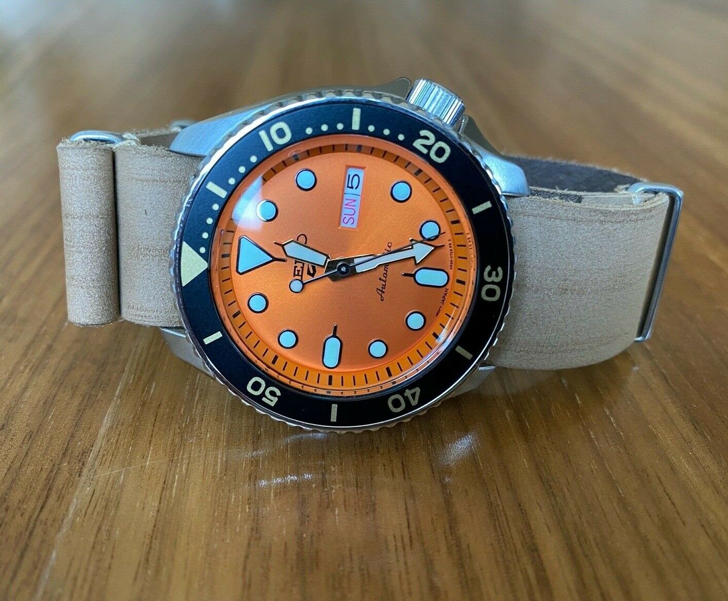 Seiko 5 Orange Dial SRPD59 Automatic Stainless Steel 24 jewel 4R36 ...