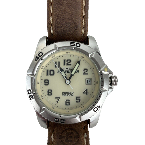 Timex Expedition Ladys Quartz Watch Indiglo WR 100m Dk Brown Leather ...