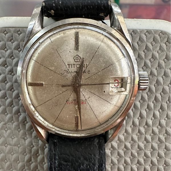 Vintage Titoni Airmaster Titoflex 21 Jewels mechanical watch. Leather ...