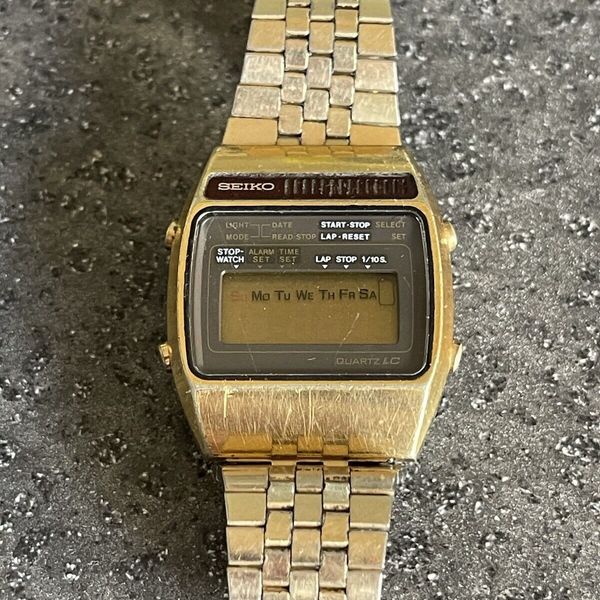 Mens Seiko Gold plated Digital Quartz LC Watch Ref A159-5009-G Untested ...