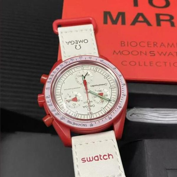 New Swatch x Omega Bioceramic Moonswatch Mission To Mars Watch - With ...