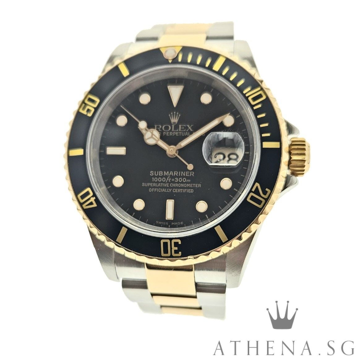 ROLEX 18K HALF YELLOW GOLD ROLESOR OYSTER PERPETUAL SUBMARINER DATE “F ...