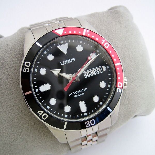 LORUS AUTOMATIC WATCH BY SEIKO MENS Y676-X032 STAINLESS STEEL PEPSI ...