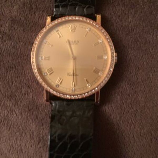 ROLEX CELLINI REF 5114 CHAMPAGNE ROMAN SERTI DIAMOND DIAL/BEZEL 18K ...