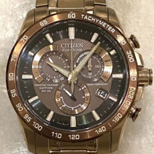 Citizen Atomic Sapphire Glass AT4106-52X Eco-Drive AT Men's Gold SS ...