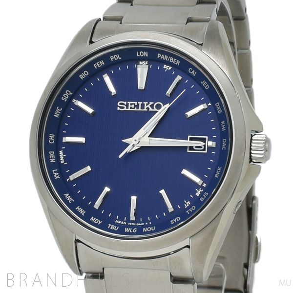 Seiko watch men's selection solar radio wave titanium navy dial SBTM289 ...