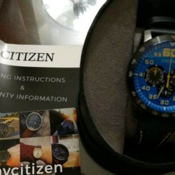 New Citizen CA4435-08L Men'sEco-Drive Primo Black IP Blue Dial ...