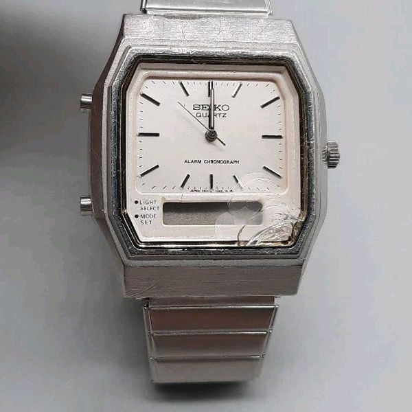 AS IS Seiko H601-5219 Quartz Alarm Chronograph Silvertone Mens Wrist Watch READ | WatchCharts ...