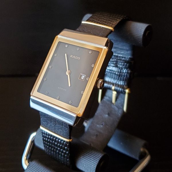 Vintage Swiss Rado Tank-Cased Thin Automatic Diamond Dial S/S Dress ...