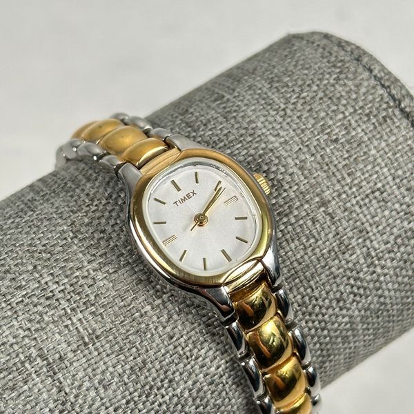 Timex Watch Womens 19mm Oval Two Tone Quartz Classic 6" New Battery ...