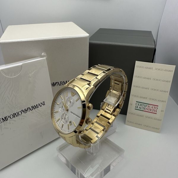 AUTHENTIC EMPORIO ARMANI AR11332 MEN'S WATCH RENATO GOLD TONE & WHITE ...
