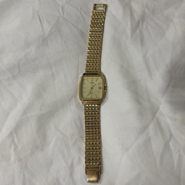 Mens Rotary watch Square Face Bracelet Gold Tone 3530 Japan Movt 3 atm ...
