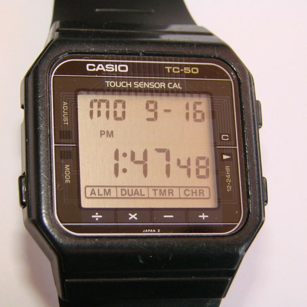 Casio TC-50 Touch Sensor Cal Calculator Watch QW-120 rare 1983 Japan ...