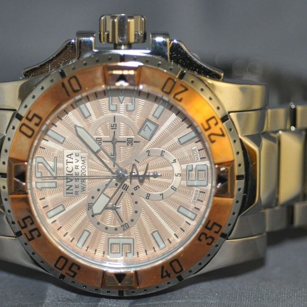Invicta Men's Excursion Swiss Reserve Chronograph Rose Dial Steel Watch ...
