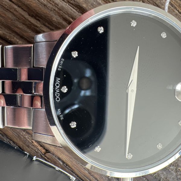 Movado Museum Classic Black Dial Diamond Watch 0607201 | WatchCharts