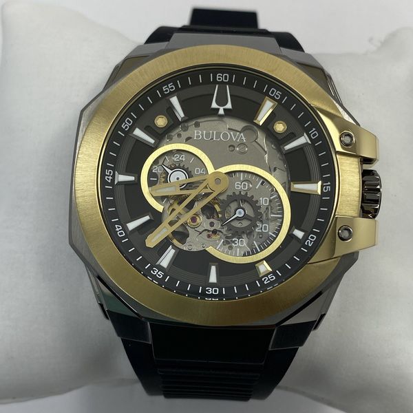 Bulova Maquina Marc Anthony Automatic Skeleton Dial Men's Rubber Watch ...