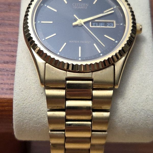 Men's Citizen 6100-R00391 Day Date Wrist Watch New Battery Working Gold ...