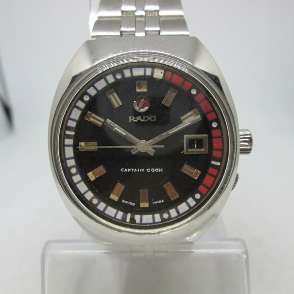 VINTAGE RADO CAPTAIN COOK DATE STAINLESS STEEL AUTOMATIC MENS WATCH ...