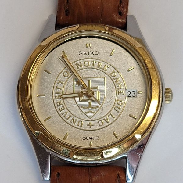 Vintage SEIKO University of Notre Dame Seal Watch with Date Working New ...