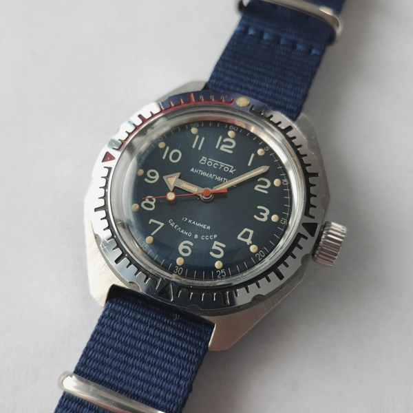 â ­ Watch Vostok Blue 2409A Amphibian 17 Jewels Diver Vintage USSR ...