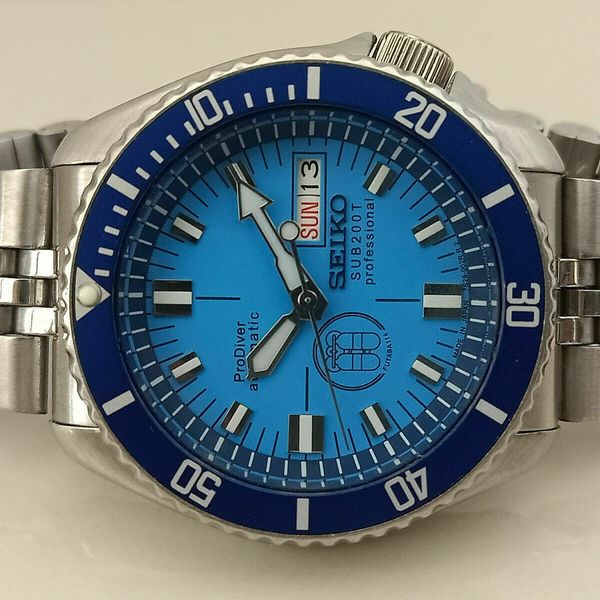 STUNNING SEIKO DIVER 7S26-0020 SKX007 PRODIVER BLUE MOD AUTOMATIC WATCH ...