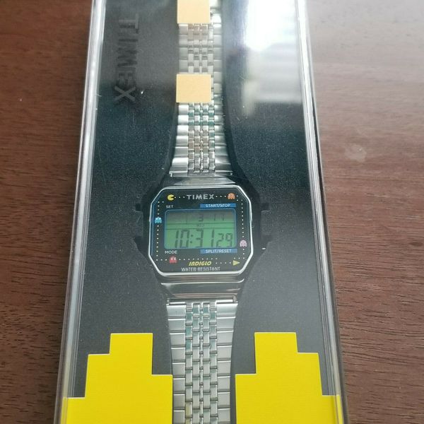 NEW Timex x Pac-Man T80 34mm Stainless Steel Bracelet Watch Silver ...