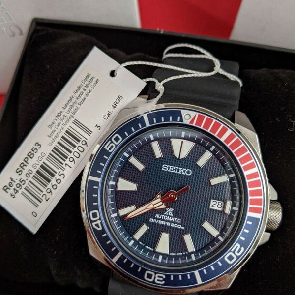 NEW Seiko SRPB53 Samuari Men's Blue Dial 44mm Black Rubber Strap Watch ...