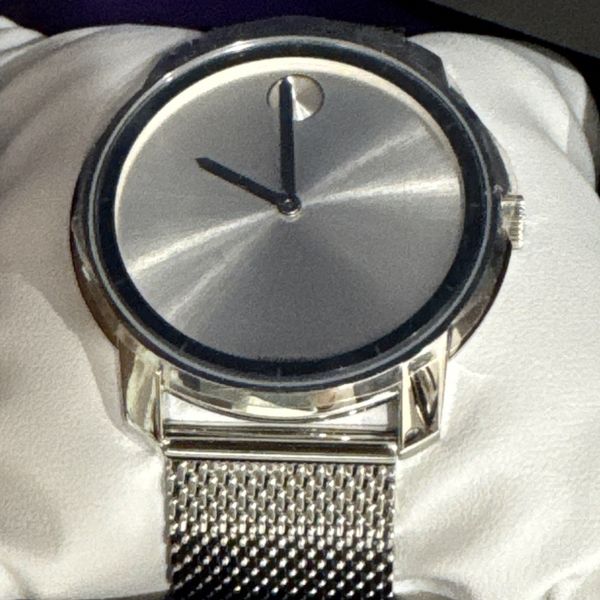 NEW!! Menâ s Movado BOLD 44mm Silver Tone Mesh Quartz Watch Needs ...