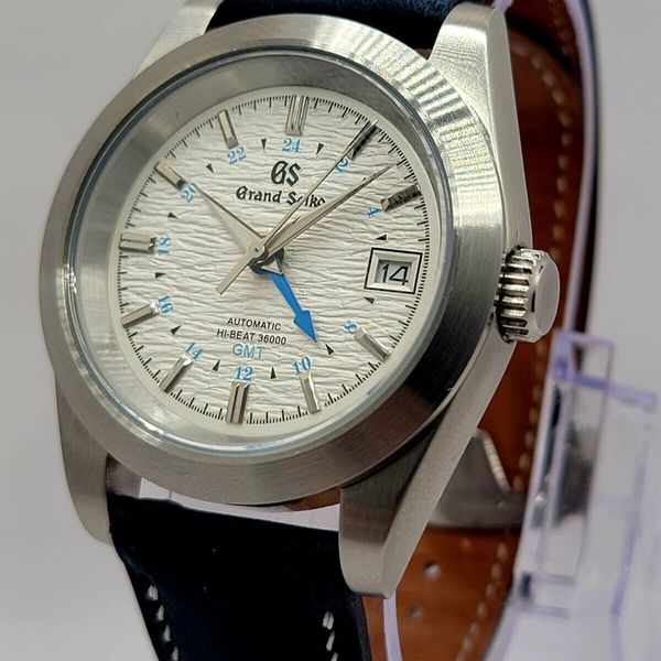 CUSTOM MOD (GRAND SEIKO GMT) WHITE DIAL LEATHER AUTO NH34GMT NEW ...