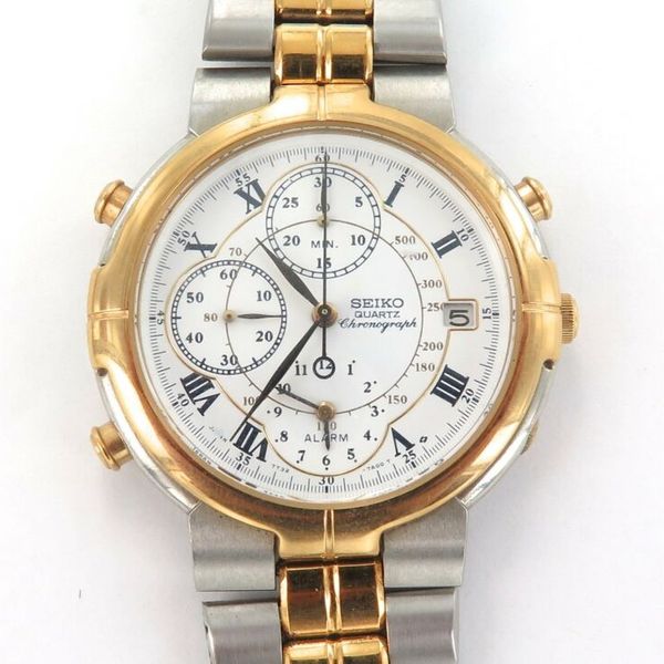 SEIKO 7T32-7A09 ALARM QUARTZ CHRONOGRAPH MENS WATCH + BRACELET ...