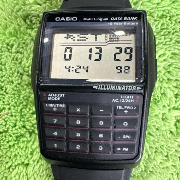 CASIO DATA BANK DBC-32 Black Calculator Watch Digital 25 Memo Alarm ...
