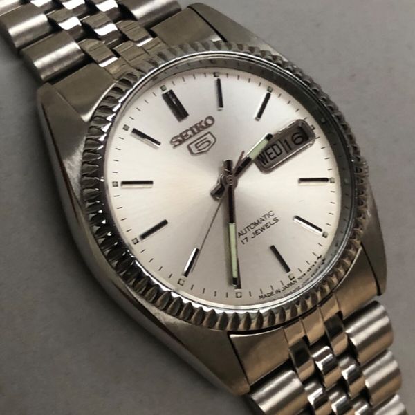 Seiko 5 7009-3111 Automatic Day-Date Vintage Silver Tone Jubilee Men's ...