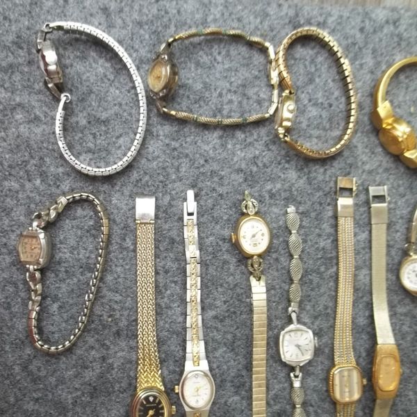 17 Vintage Ladies WristWatch Bulova Elgin Seiko Bucherer 10K Gold Plate ...