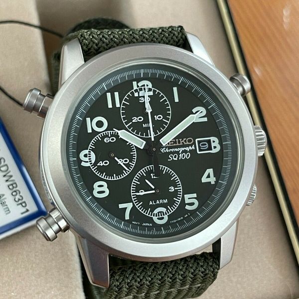 April 2002 Vintage Seiko Quartz Chronograph Watch 7T32 7D90 Military ...