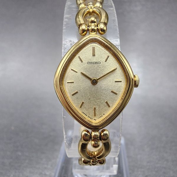 Seiko Watch Women 18mm Champagne Dial Gold Tone Hexagon 2P20-5990 New ...