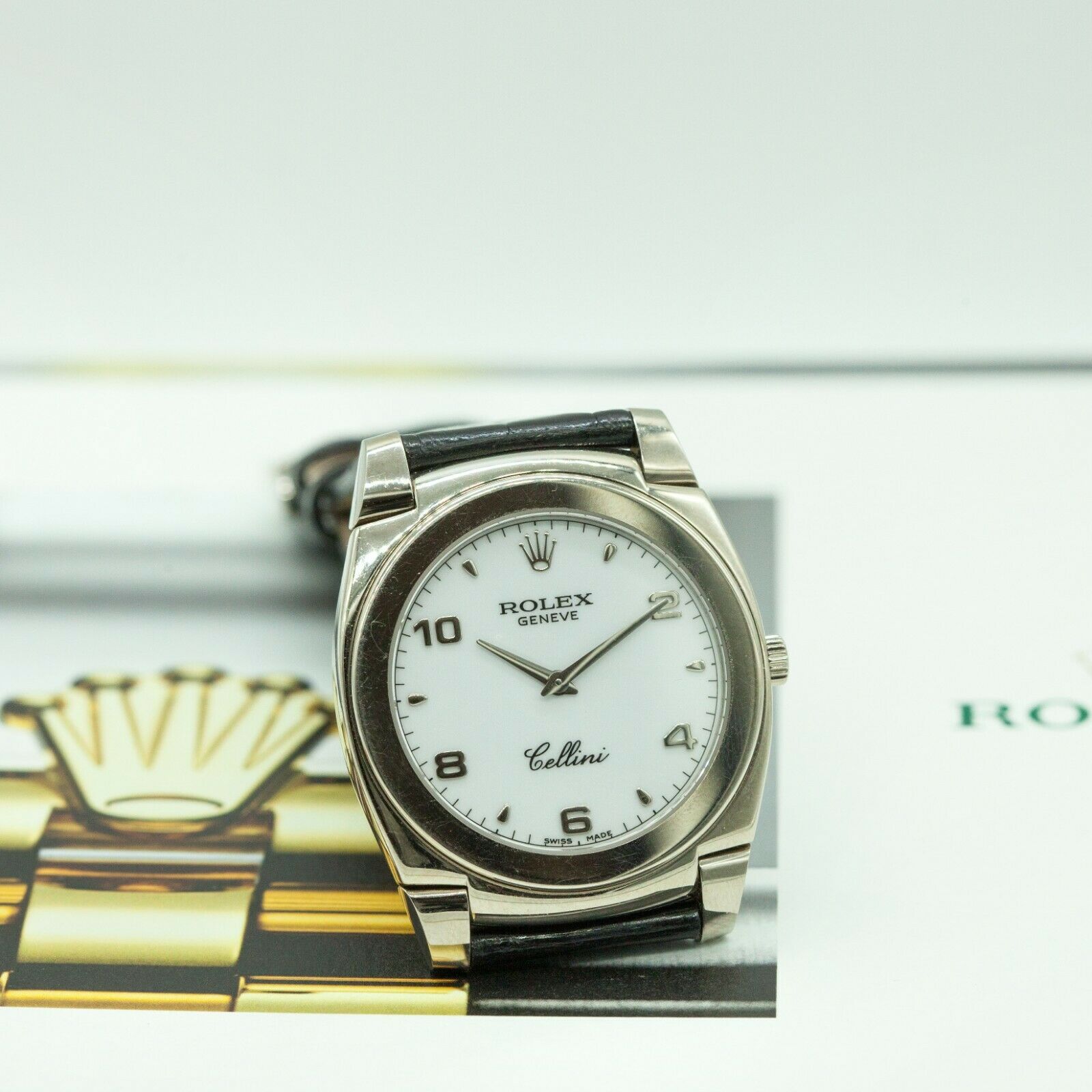 2005 ROLEX Cellini 5330 18K white gold watch crocodile band (A1895 ...