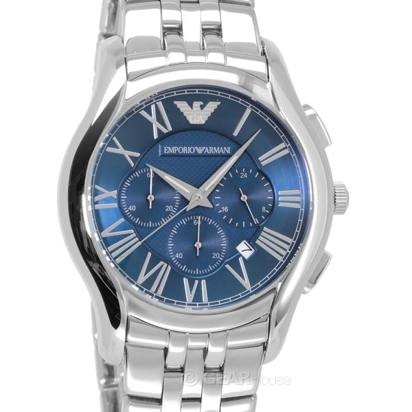 Emporio Armani Mens Classic Chronograph Watch, Blue Dial, Stainless ...