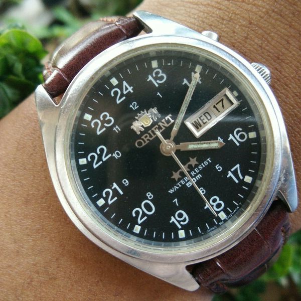 Orient 3 Star Military Cal.(46943) Automatic men's watch vintage Japan ...